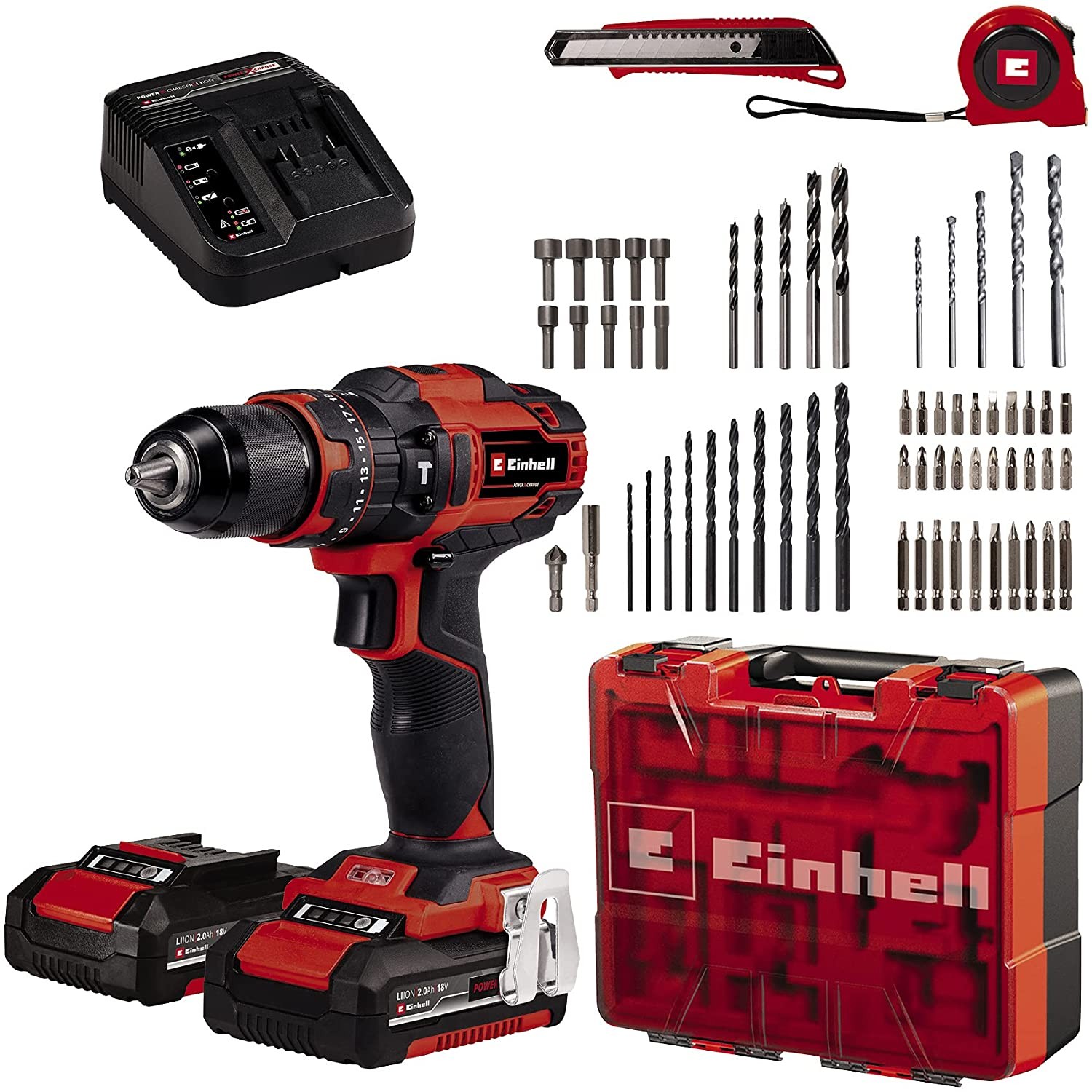 Einhell Combo de Taladro de Rotación Inalámbrico TE-CD 18/40 Li+ Caja ...